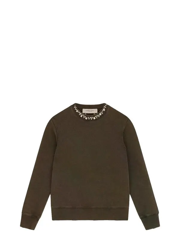 GOLDEN GOOSE Embellished Cotton Sweatshirt - Grey