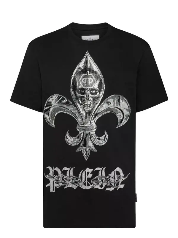 Philipp Plein Chrome-print Round-neck T-shirt - Black