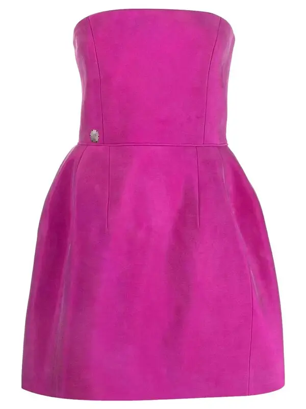 Philipp Plein Strapless Silk Mini Dress - Pink