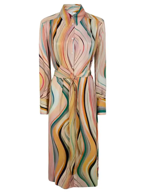 Paul Smith Printed Midi Shirt Dress - Neutrals