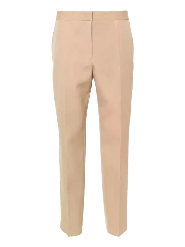 JIL SANDER Camel Beige Wool Gabardine Tapered Cropped Trousers - Neutrals