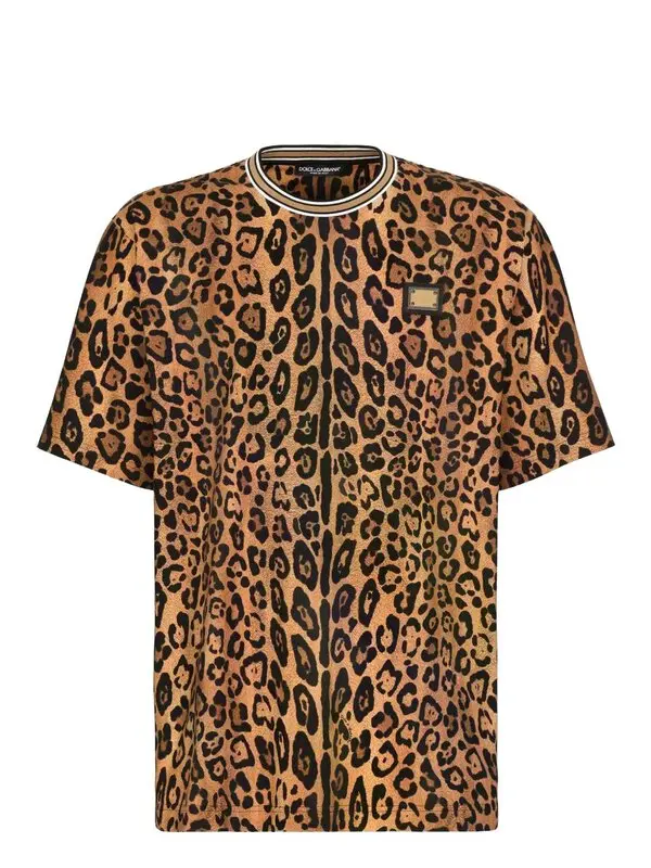 Dolce & Gabbana Leopard-print Cotton T-shirt - Brown