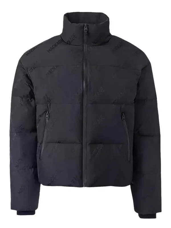 Mackage Padded Jacket With All-over Logo Print - Black