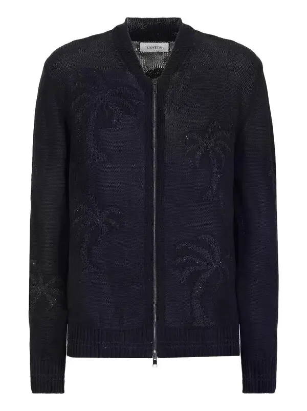LANEUS Palm Tree Embroidered Jacket - Black