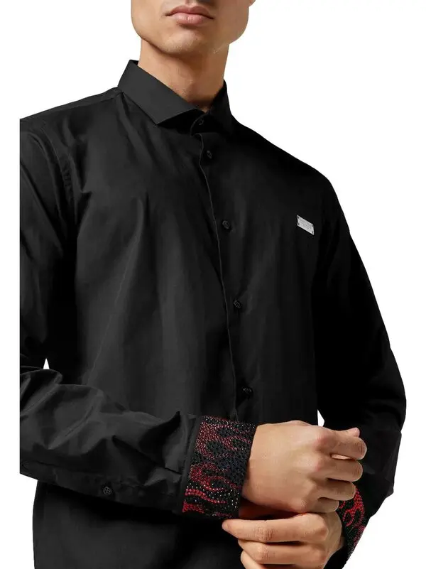 Philipp Plein Sugar Daddy Flame-trim Shirt - Black