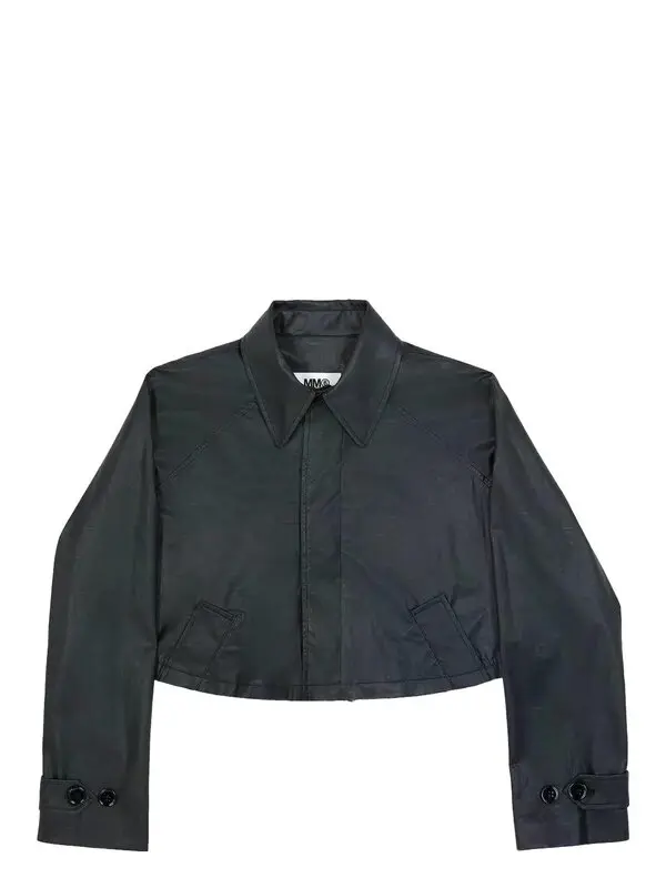MAISON MARGIELA Cropped Faux Leather Trench Coat - Black
