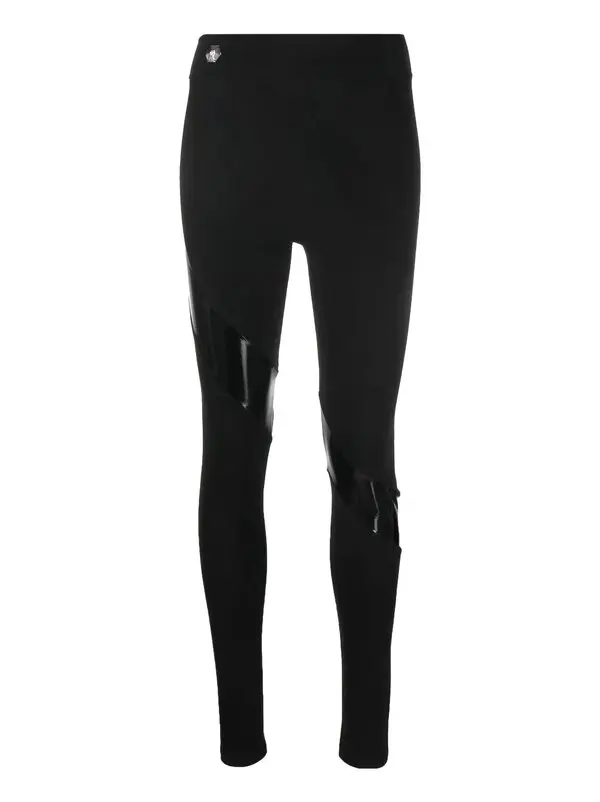 Philipp Plein Tape-detail Stretch Leggings - Black