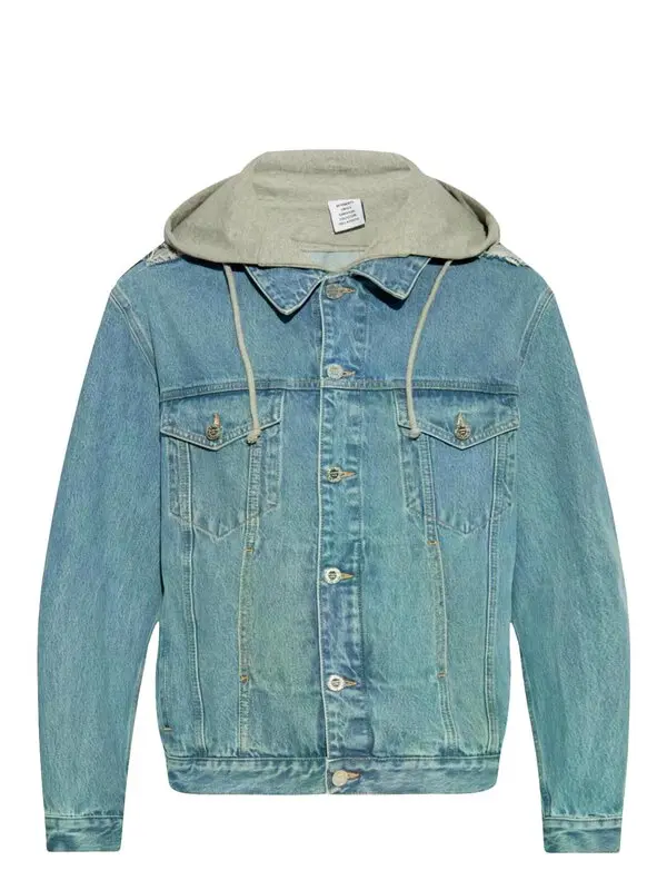 Vetements Denim Jacket With Drawstring Hood - Blue