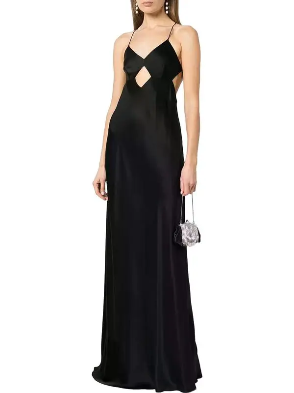 Michelle Mason Silk Cut-out Detail Gown - Black