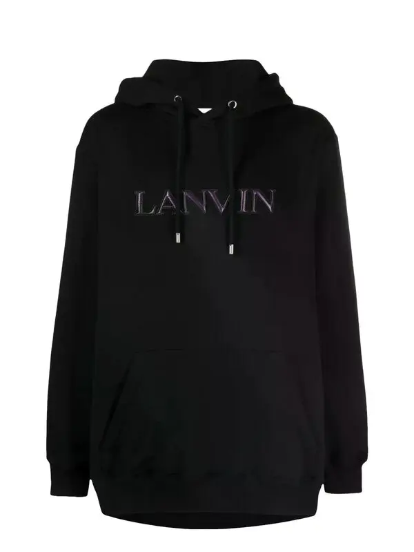 LANVIN Logo-appliqué Cotton Hoodie - Black