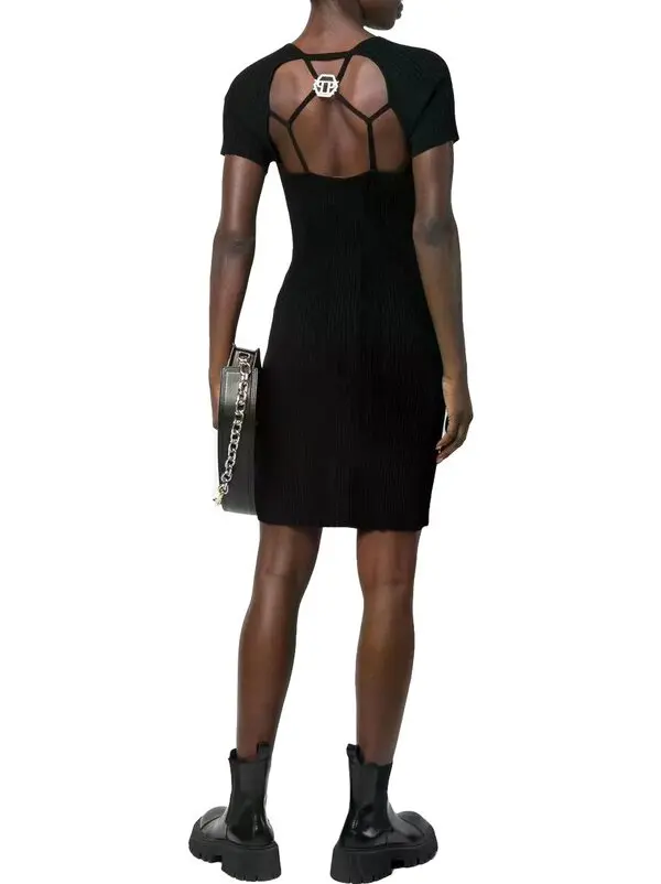 Philipp Plein Logo-plaque Ribbed T-shirt Dress - Black