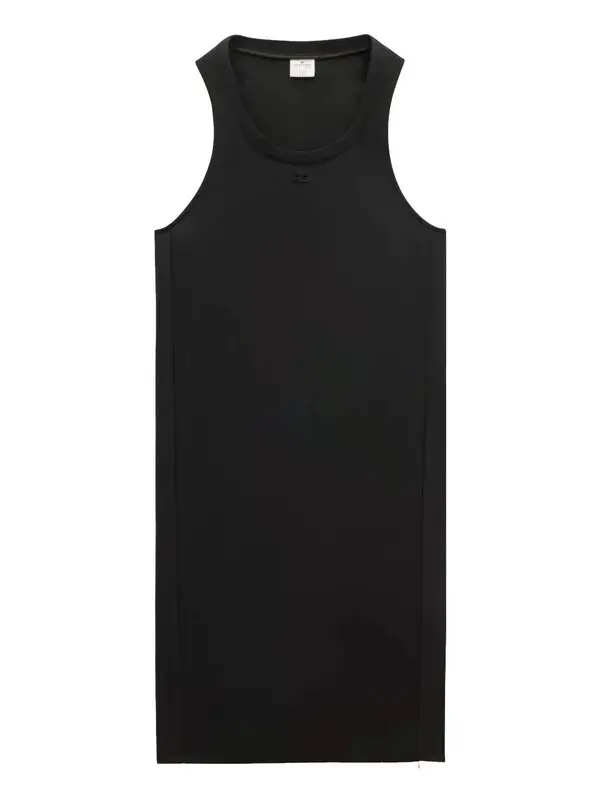 COURREGES Logo-appliqué Twill Midi Dress - Black