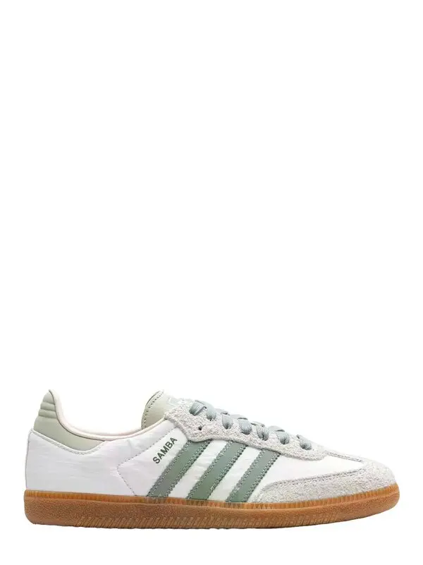Adidas Samba /light Grey/green Leather & Suede Sneakers - White