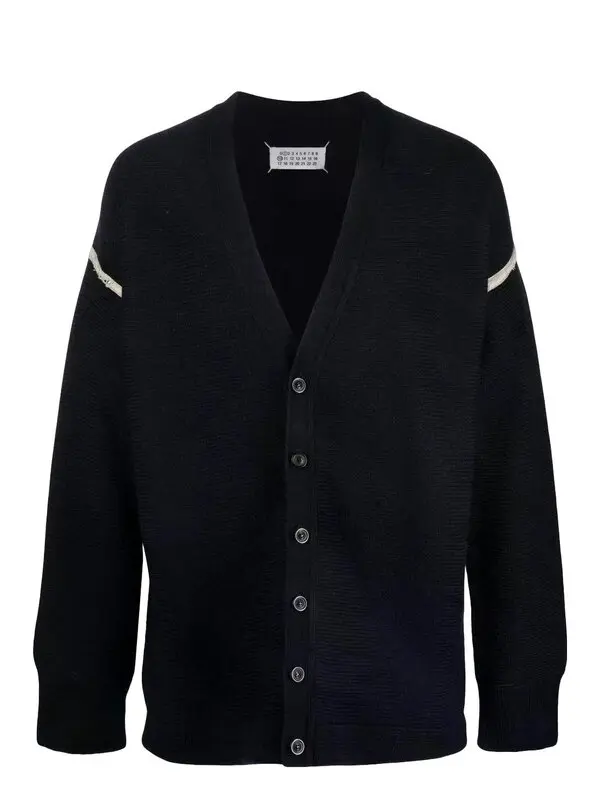 MAISON MARGIELA Elbow-patch V-neck Cardigan - Blue