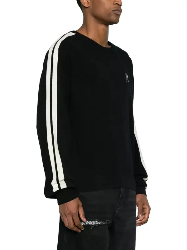 Palm Angels Embroidered Monogram Striped Sweater - Black