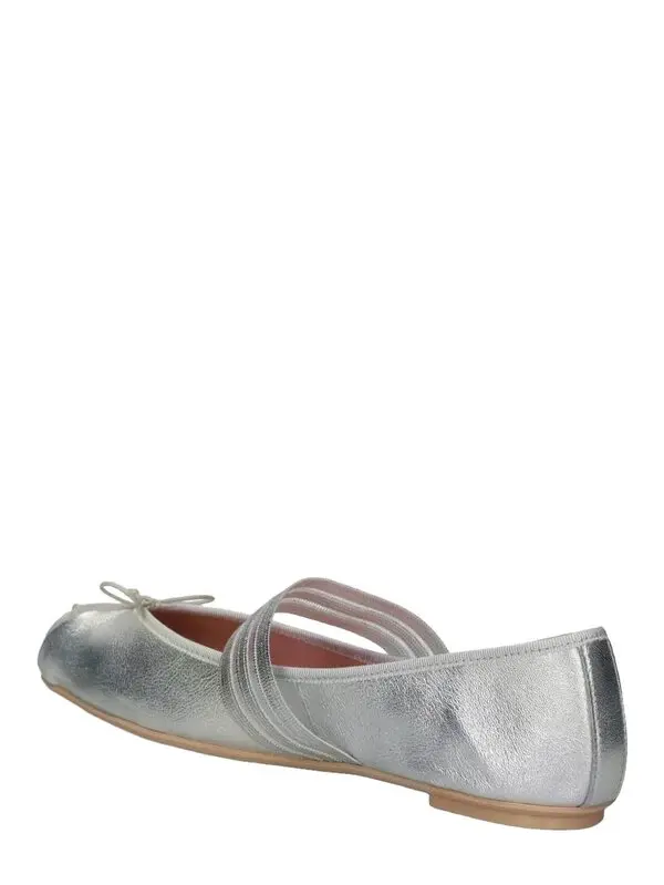 Pretty Ballerinas Tone Metallic Leather Ballerina Shoes - Silver