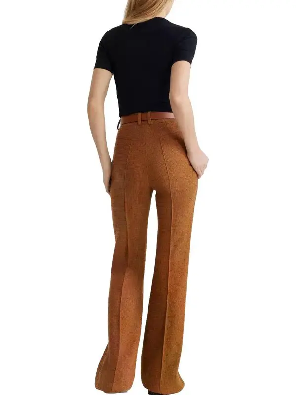 PATOU Virgin Wool Flared Trousers - Brown