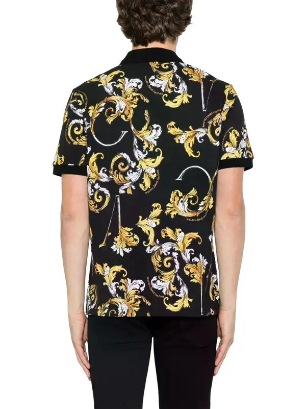 Versace Baroccoflage-print Polo Shirt - Black
