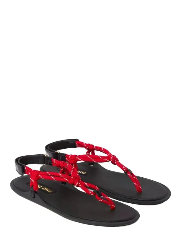 Miu Miu Cord-strap Leather Sandals - Red