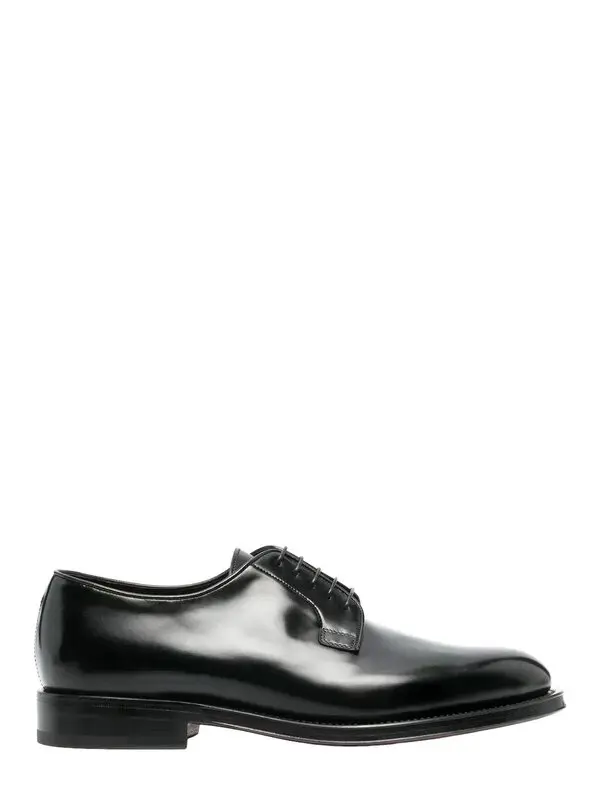 Santoni Polished Leather Derby Shoes - Black