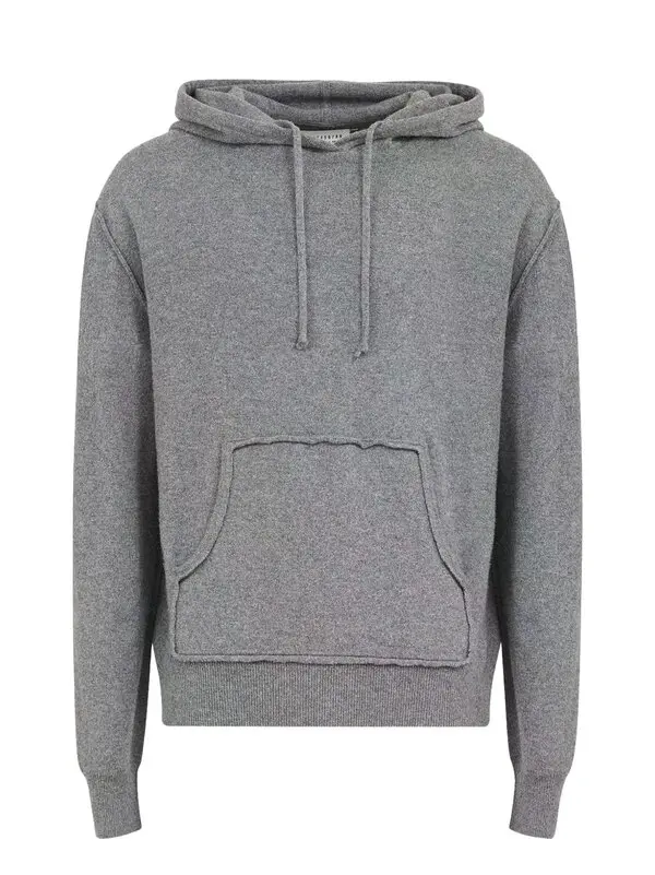 MAISON MARGIELA Pouch-pocket Knitted Drawstring Hoodie - Grey
