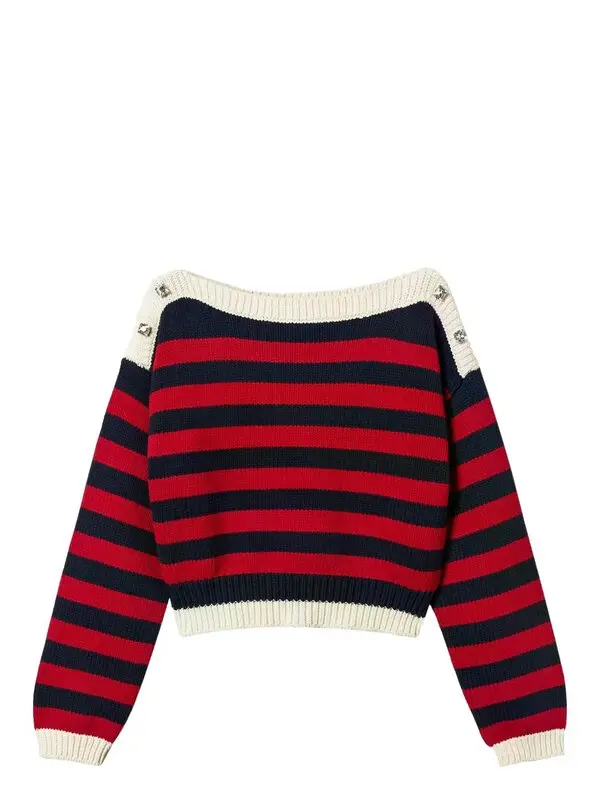 TWINSET Striped Boat Neck Jumper - Red