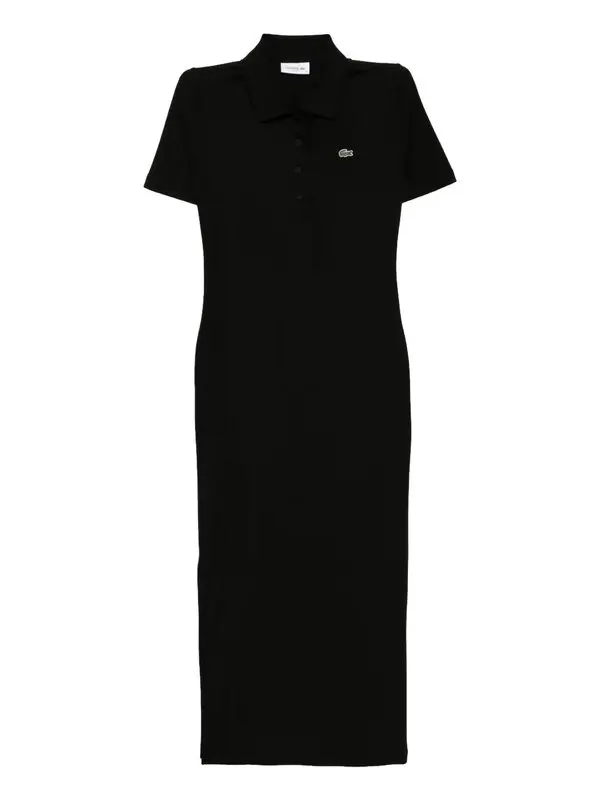 Lacoste Cotton Ribbed Dress - Black