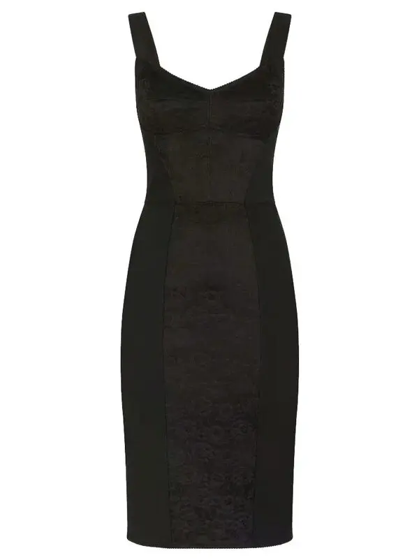 Dolce & Gabbana Floral Jacquard Midi Dress - Black
