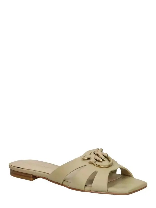 Pinko Marli Slides With Signature Love Birds Buckle - Grey