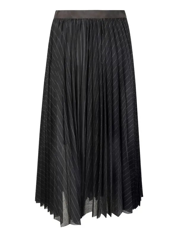 Sacai Pleated Striped Skirt - Black