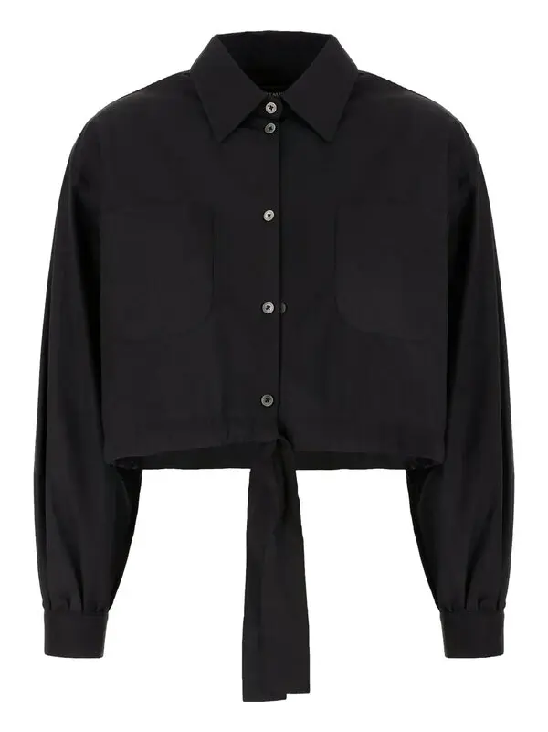 DEPARTMENT 5 Cotton Shirt With Front Tie Detail - Black