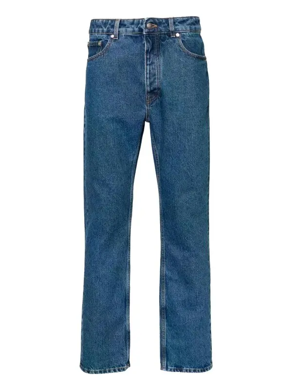 Palm Angels Monogram-embroidered Straight-leg Jeans - Blue