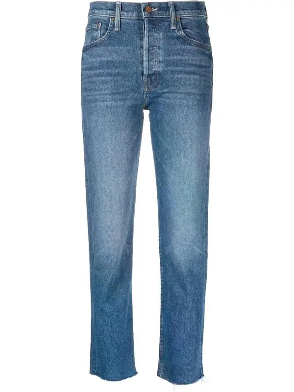 MOTHER Tomcat Slim-cut Frayed-edge Jeans - Blue