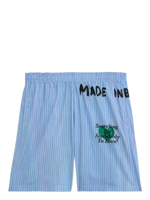 BARROW Vertical Stripe Logo Shorts - Blue