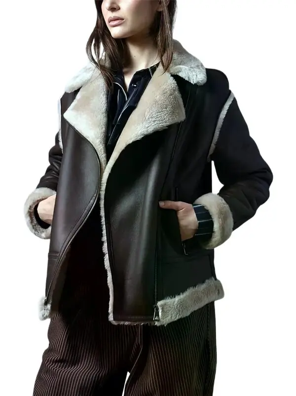 POCHE PARIS Faux Fur Jacket - Brown