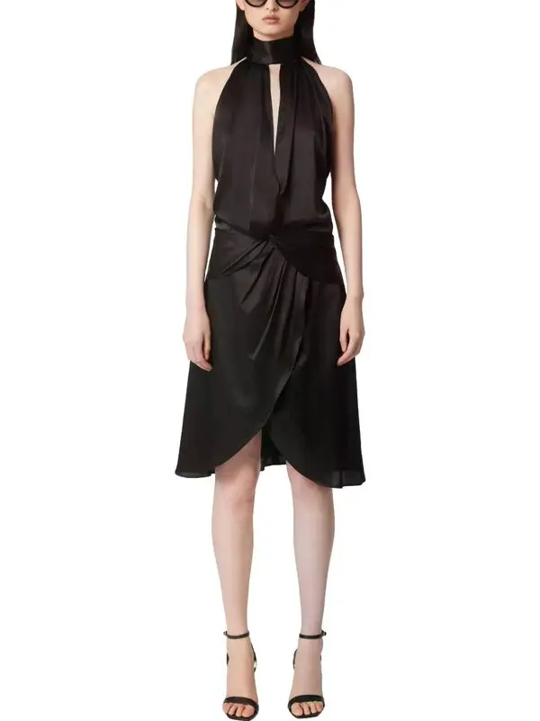 Nina Ricci Halterneck Ruched Dress - Black