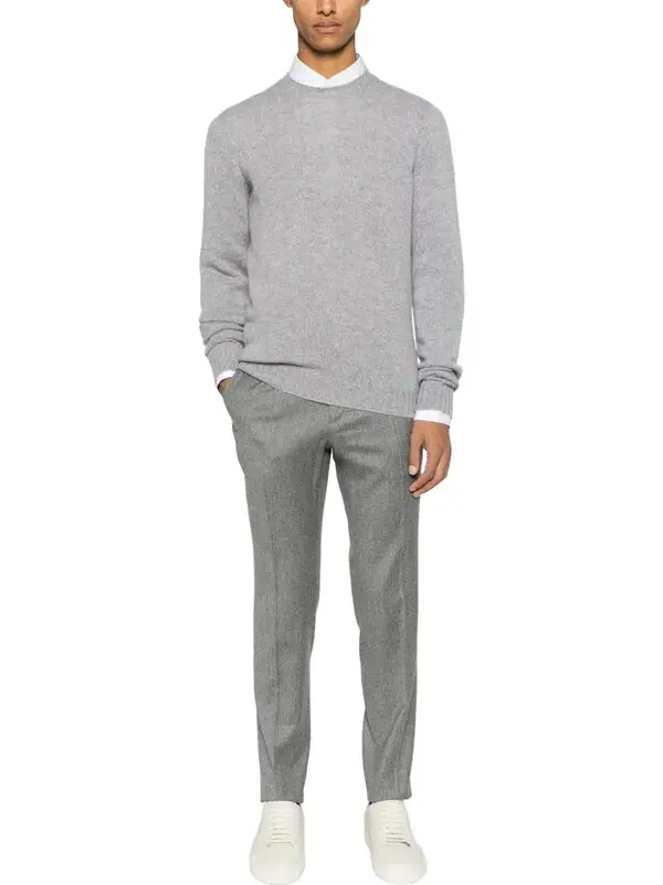 Incotex Mélange Virgin Wool Tapered Trousers - Grey