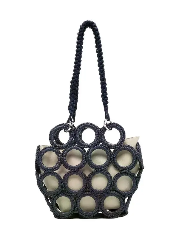 0711 TBILISI Interwoven Hoop Detail Tote Bag - Blue