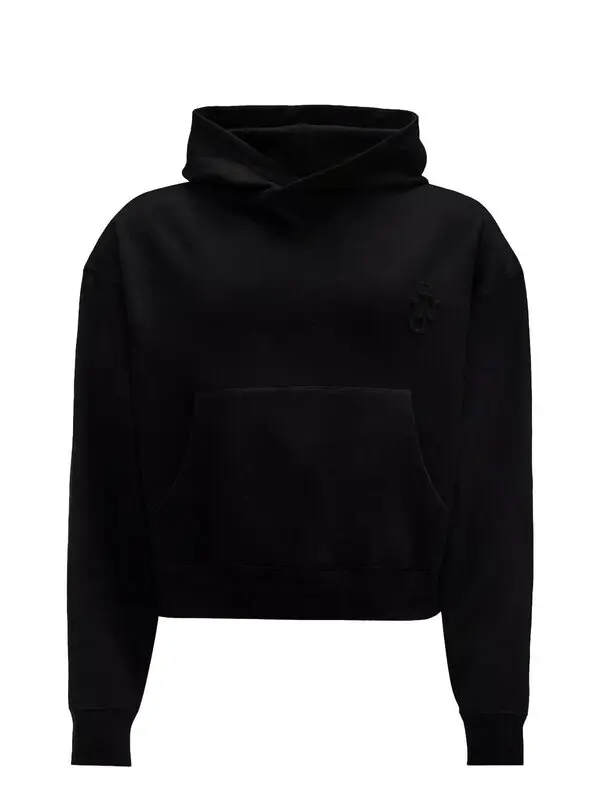 JW Anderson Organic Cotton Logo Embroidered Hoodie - Black