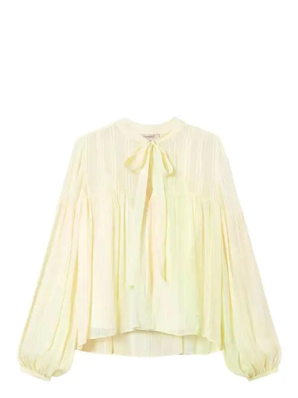 TWINSET Jacquard Blouse With Pussy-bow Collar - Neutrals