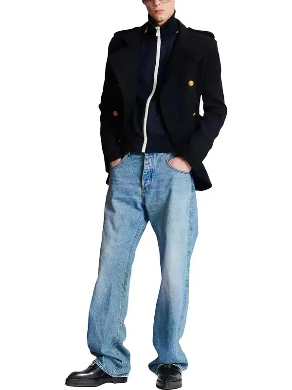 Balmain Contrast-pocket Wide-leg Jeans - Blue