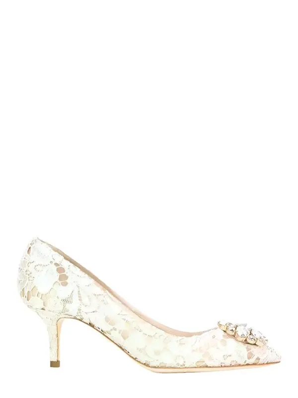 Dolce & Gabbana Lace Brooch Detail Pumps - Grey