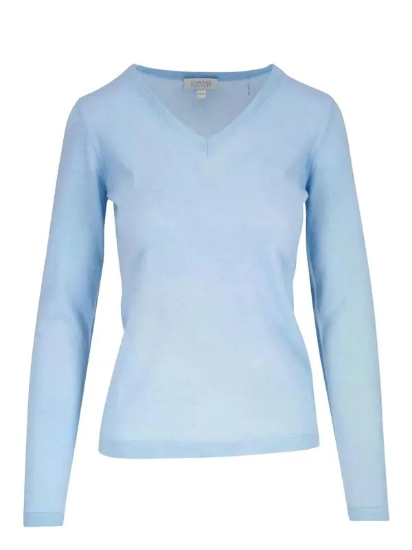 Kinross Cashmere V-neck Long Sleeve Jumper - Blue