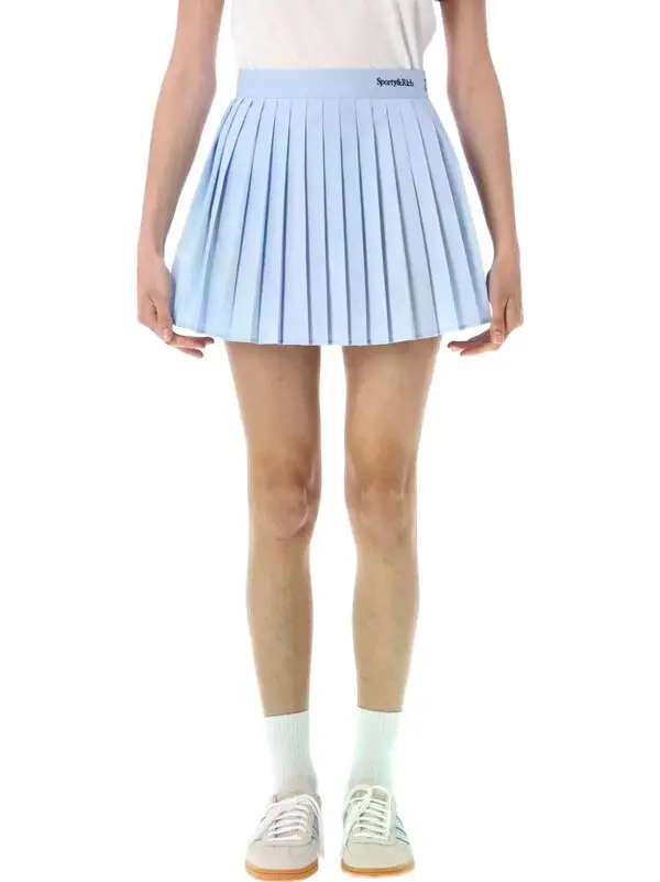 SPORTY & RICH Serif Logo Pleated Skirt - Blue
