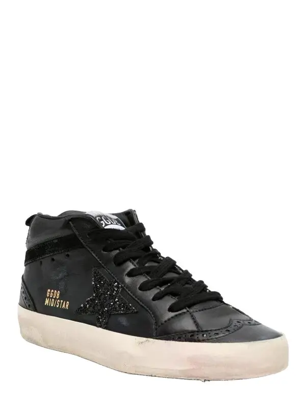 GOLDEN GOOSE Mid-star Leather Sneakers - Black