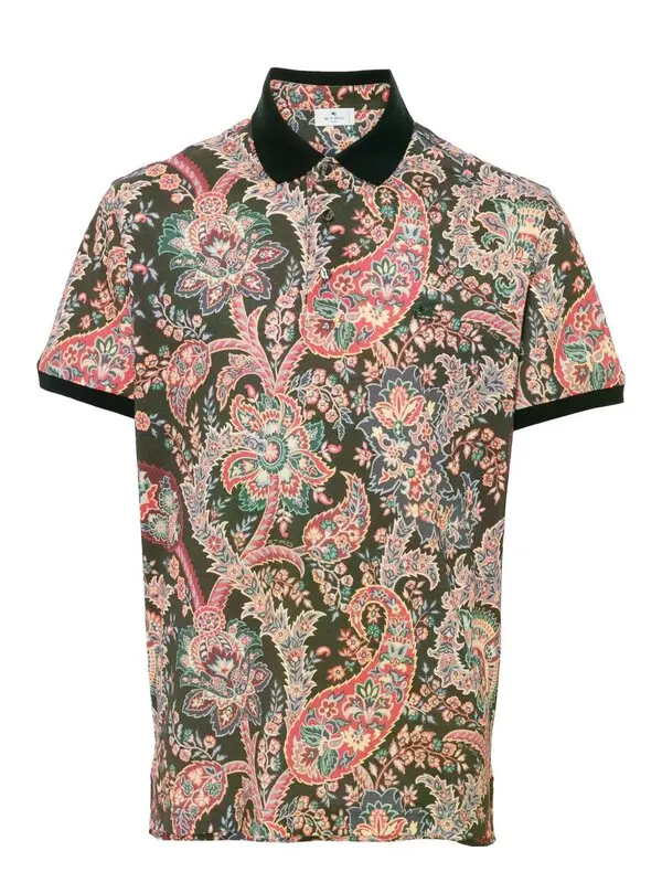 Etro Paisley-print Polo Shirt - Green