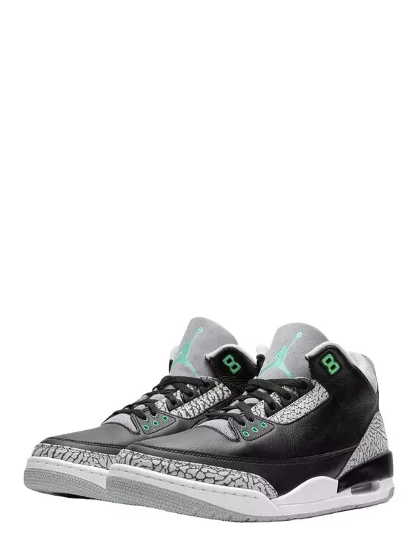 JORDAN Air 3 Retro Green Glow Sneakers - Black