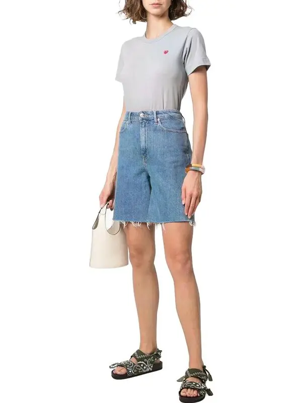 Play Comme Des Garcon Embroidered-logo Cotton T-shirt - Grey