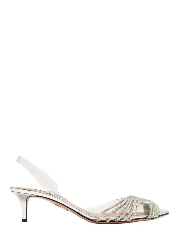 AQUAZZURA 50mm Gatsby Pumps With Crystal Embellishment - Silver