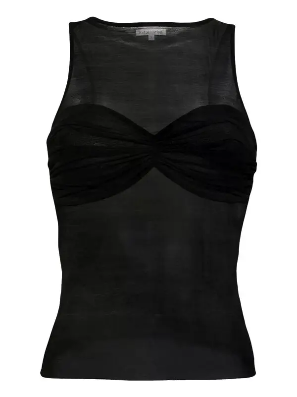 REFORMATION Sheer Knit Top - Black